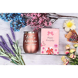 Best Mother In Law Tumbler Best Mother In Law Gifts Best Mother In Law Wine Tumbler Best Mother In Law Ever Tumbler Mother In Law Gifts from Daughter Son In Law 12 Ounce with Gift Box Rose Gold