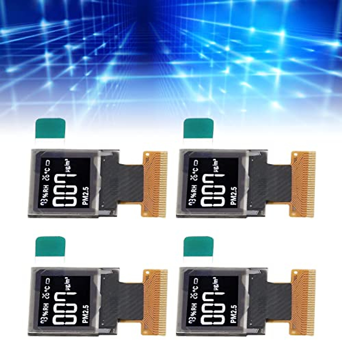 28PIN LCD Display Screen, 64x48 4Pcs Bright 0.66in Glass Free Construction 28PIN Organic Light Emitting Diode Display for DIY