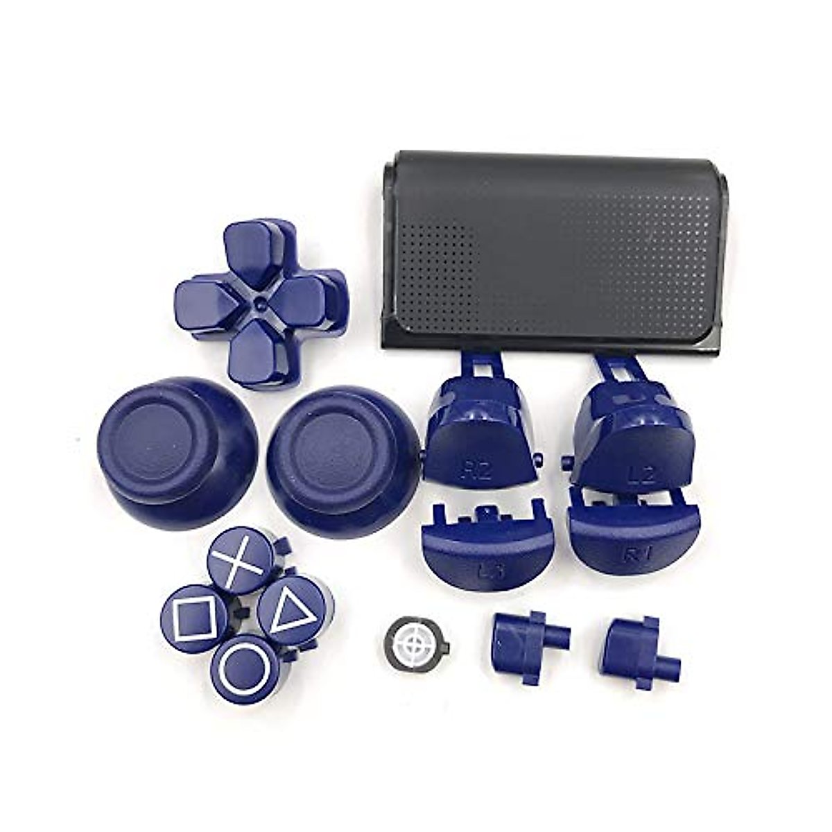 ABXY Trigger Button Dpad L1 R1 L2 R2 Direction Key with Analog Joystick Cap for Sony PS4 Pro Controller JDS-040 (Dark Blue)