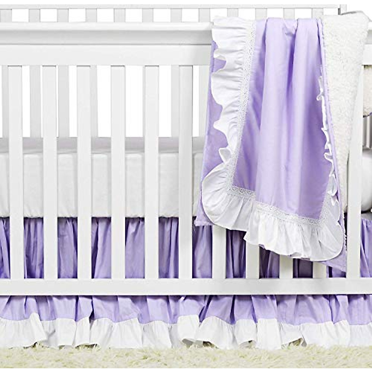 Brandream Baby Girl Blanket Purple Receiving Blanket Princess Cotton Ruffle Baby/Newborn/Toddler Elegant Solid Blanket for Nursery Bedding, 100% Cotton