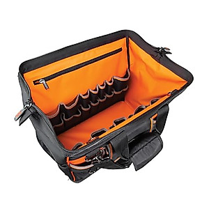 Klein Tools 55469 Tradesman Pro Wide-Open Tool Bag Made of 1680 Ballistic Weave with Molded Bottom and Detachable Shoulder Strap