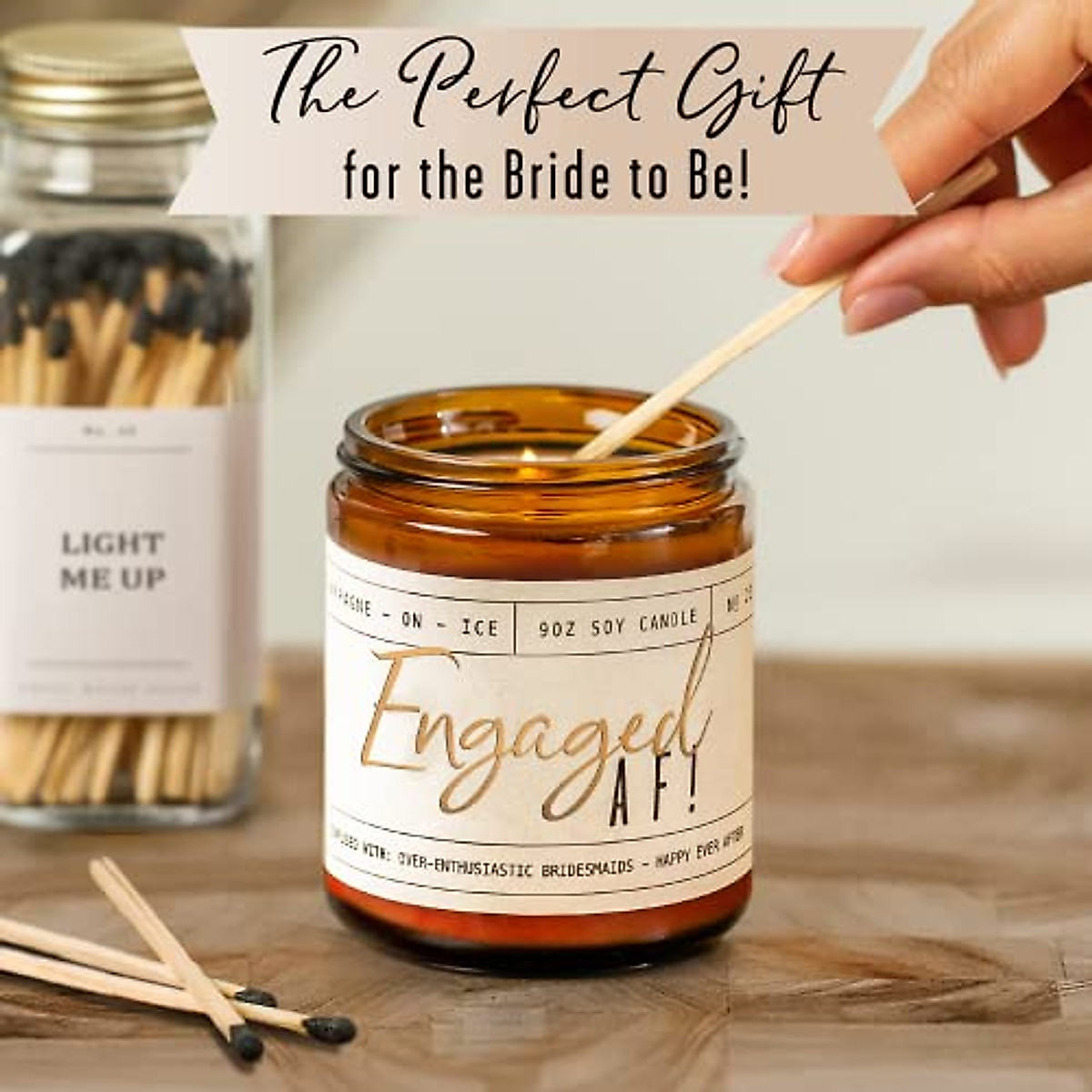 Engagement Gift, Engagement Gifts for Women -'Engaged!' Soy Candle, w/Champagne On Ice I Engagement Gifts for Couples I Fiance Gifts for Her I Engaged Gifts for Her I 9oz Jar, 50Hr Burn, USA Made