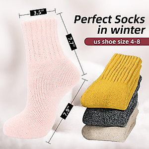 Zando Womens Merino Wool Socks for Women Long Thick Socks Winter Warm Cozy Socks Cute Boot Crew Socks Women's Athletic Running Cycling Hiking Sock Light Pink