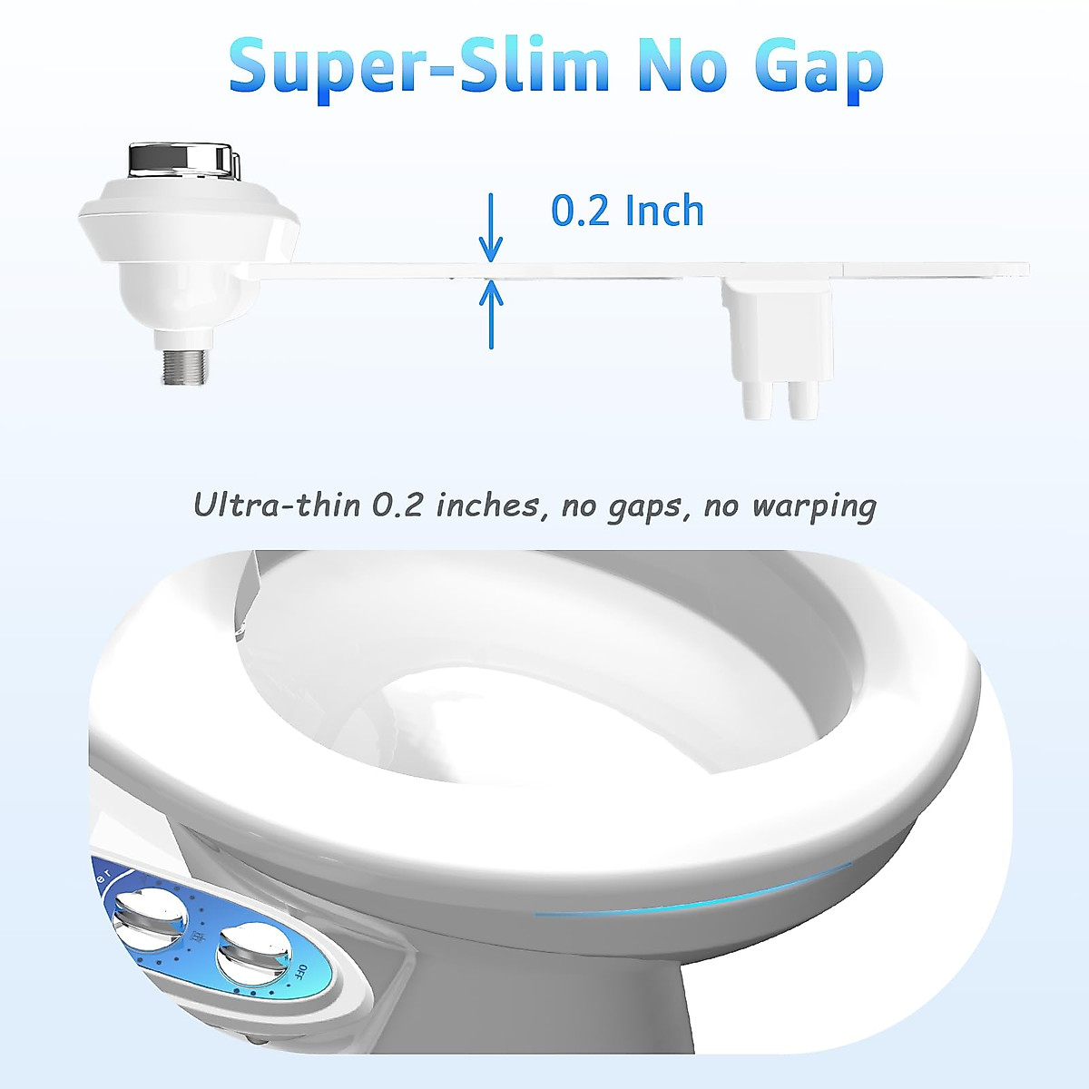 Aünsffer Bidet Attachment for Toilet, Non-Electric Fresh Cold Water, Toilet Bidet with Dual Nozzles Sprayer, Adjustable Water Pressure Control, 3 Modes Wash (Feminine/Bidet Wash + Self-Cleaning)