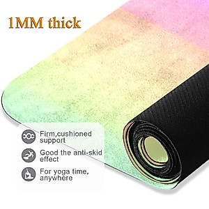 MAOBLYR Portable Folding Non-Slip Yoga Mat, 70.8 * 26 In Absorbent Exercise Sweat Fitness Pilates, Freeform Gymnastics Beach Travel Rainbow Mat