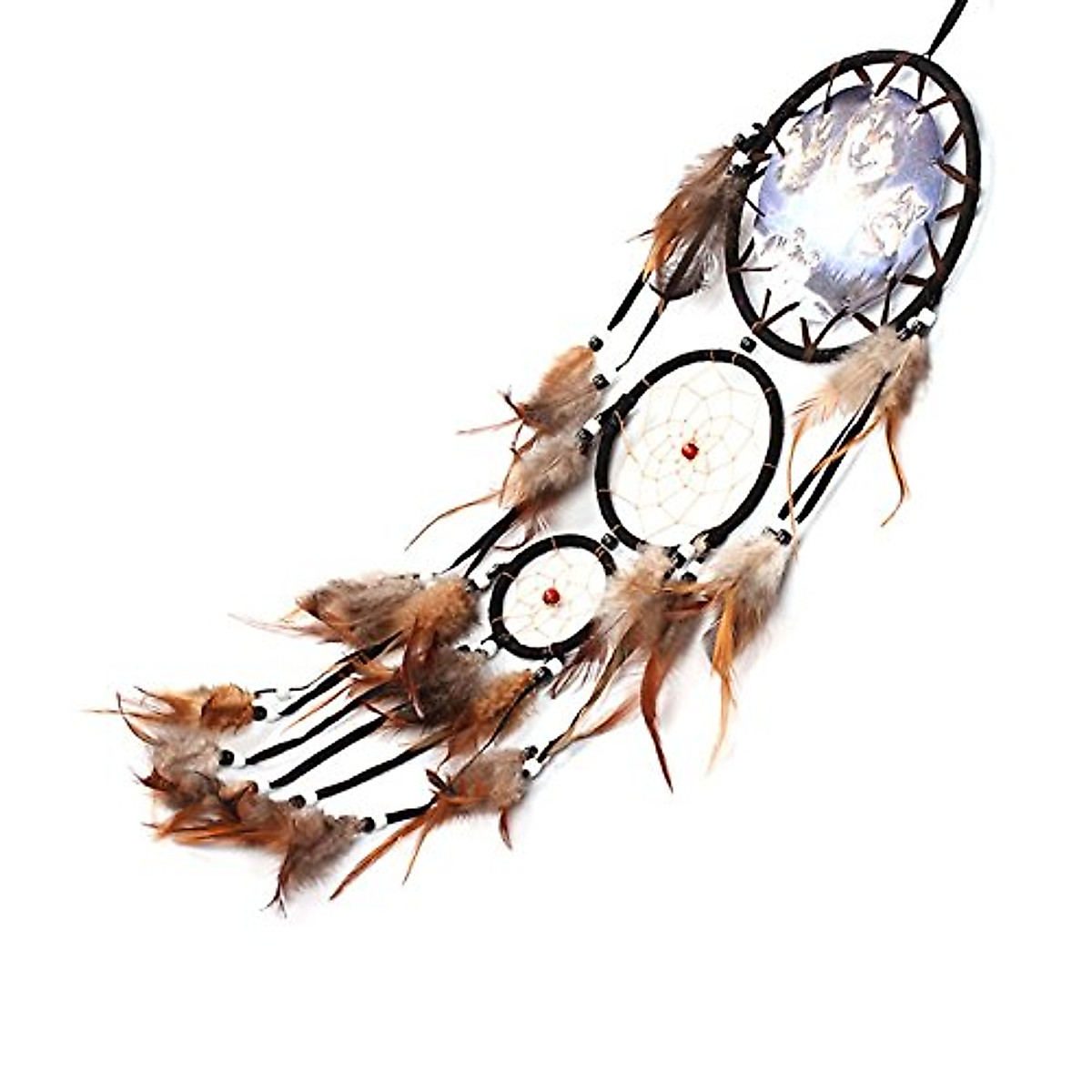 Indian Feather - Home Wall Hanging Decoration Wolf Pattern Ornament Dream Catcher with Feathers Z7 - Accessories Garden Health Weddings Girls Beauty Computers Events Phones Sports Toys El