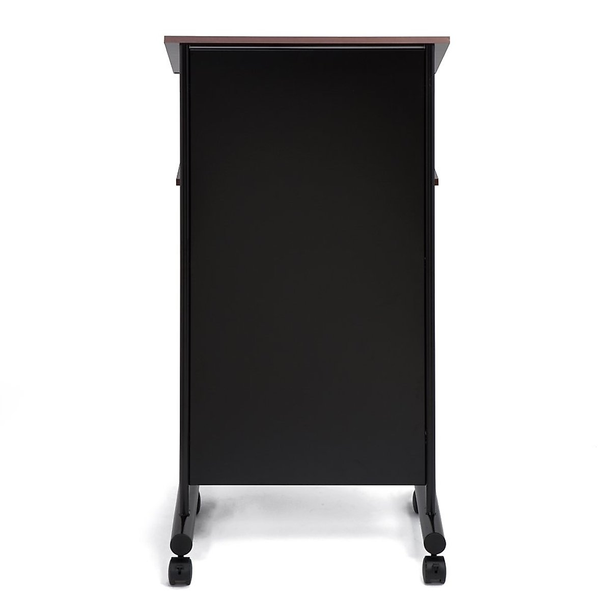 Audio-Visual Direct Wheeled Lectern - Standing Desk with Storage Shelf - Beech/Black - Ideal for Presentations and Laptop Use