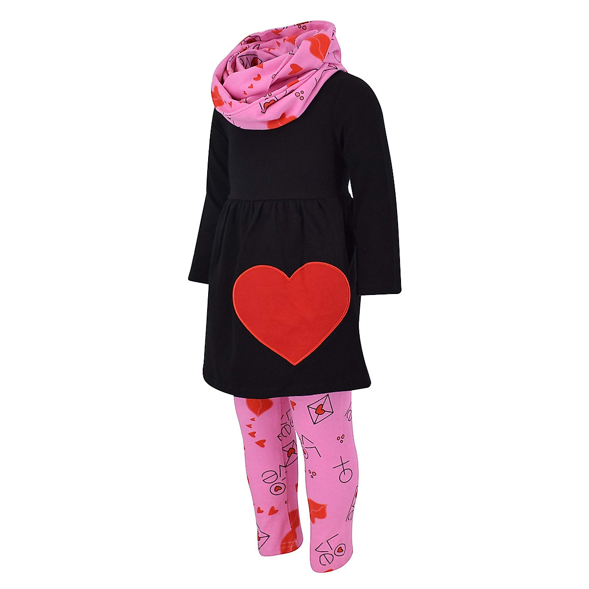 Unique Baby Girls Valentines Day Love Letters Toddler Outfit Legging Set (5 Years, Black)
