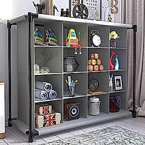 4 Tier 16-Pair Shoe Rack Cubby Organizer, Free Standing Shoe Storage Shelf ,Shoe Rack Storage Organizer 16 Pairs Portable Stackable Shoe Cabinet for Closet Entryway Bedroom