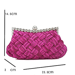 Kami-jia Weaving Diamante Crystal Prom Cocktail Party Wedding Engagement Evening Bag Purse Clutch Pouch 9.26' 1.18'