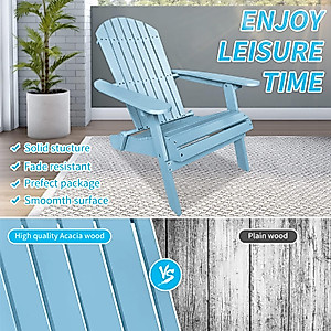 YRLLENSDAN Folding Adirondack Chair - Weather Resistant Plastic Outdoor Chairs for Patio, Lawn, Garden, or Fire Pit - Cozy Plastic Adirondack Chair for Outside Seating (1, Turquoise)