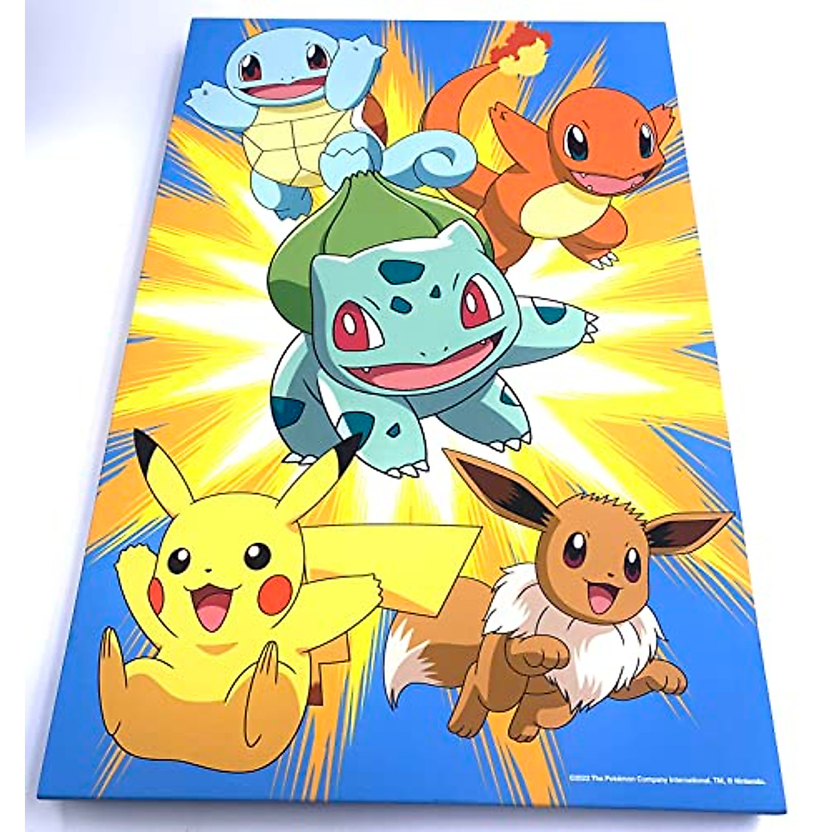 Silver Buffalo Pokémon 13" x 19" Canvas Wall Art - Pikachu Eevee Charmander Squirtle Bulbasaur - Group Pokemon Picture Poster
