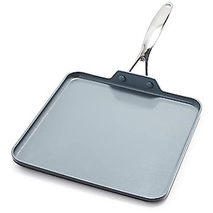 GreenPan Valencia Pro Hard Anodized Healthy Ceramic Nonstick 11" Griddle Pan, PFAS-Free, Induction, Dishwasher Safe, Oven Safe, Gray