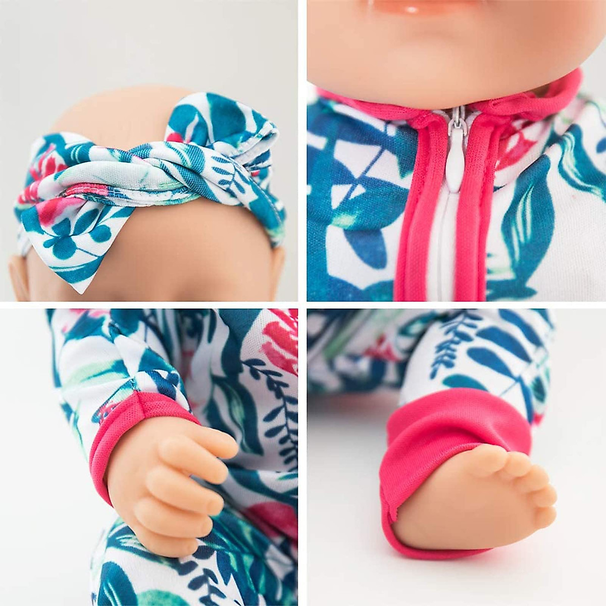 SOTOGO 5 Sets Doll Clothes Outfits Jumpsuits with 5 Headbands for 14 to 17 Inch New Born Baby Doll, 15 Inch Baby Doll and American 18 Inch Doll Clothes and Accessories