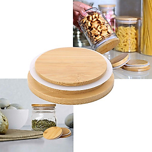6 Pack Wooden Mason Jar Lids, Reusable Bamboo Mason Canning Lids Compatible with Wide Mouth Mason Jar Canning Jar