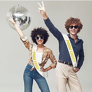 Generic 8 Pcs Prom Court Sashes with Gold Glitter, White Prom Court Sash for School Cosplay Pageants Prom Party Dance Graduation Party Favors, Graduation Party Sash, Shiny Prom Sash (White + Gold)