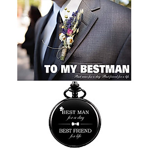 ManChDa Mechanical Double Cover Roman Numerals Dial Skeleton Engraved Pocket Watches with Box and Chain Personalized Custom Engraving for Husband Groomsman Best Man to My Love | King