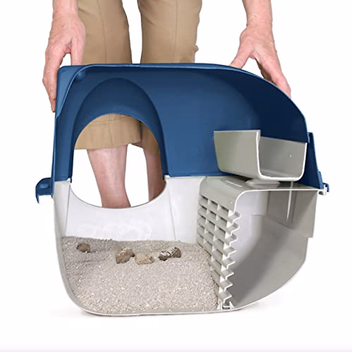 Omega Paw Premium Roll 'n Clean Litter Box Large, Peral Blue (PR-RA20-1)