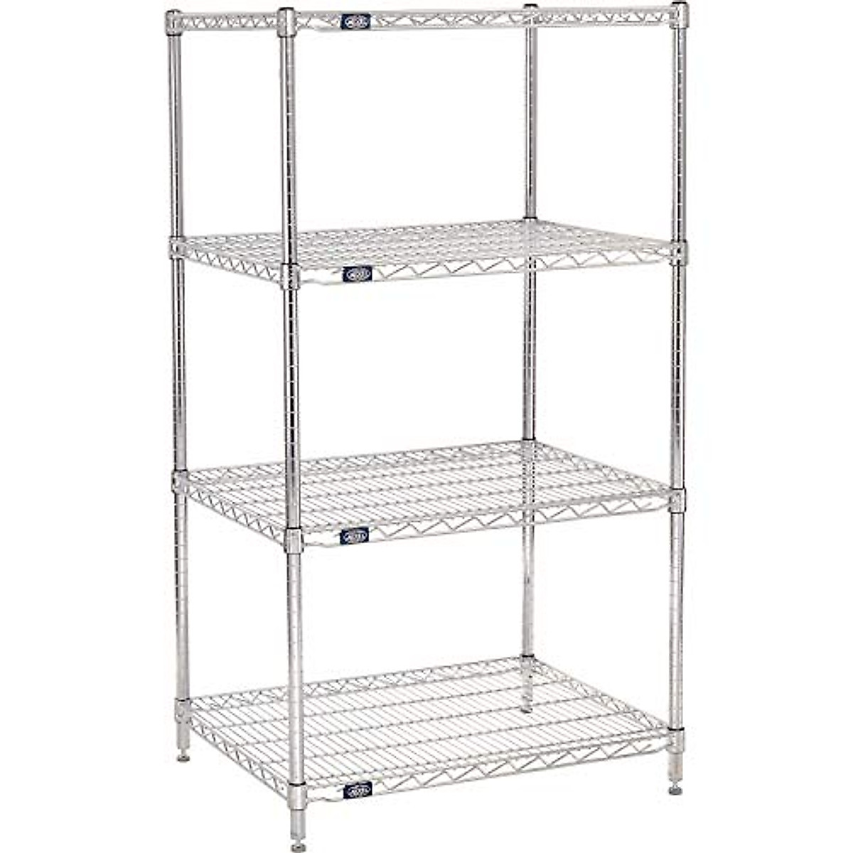 Nexel 24" x 30" x 63", 4 Tier Adjustable Wire Shelving Unit, NSF Listed Commercial Storage Rack, Chrome Finish, leveling feet
