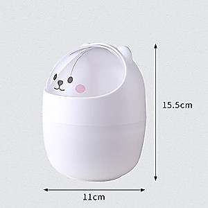D-GROEE Mini Trash Can with Lid, Waste Bin Mini Multifunctional Reusable Desktop Lovely Cartoon Garbage Storage Basket for Indoor Grey