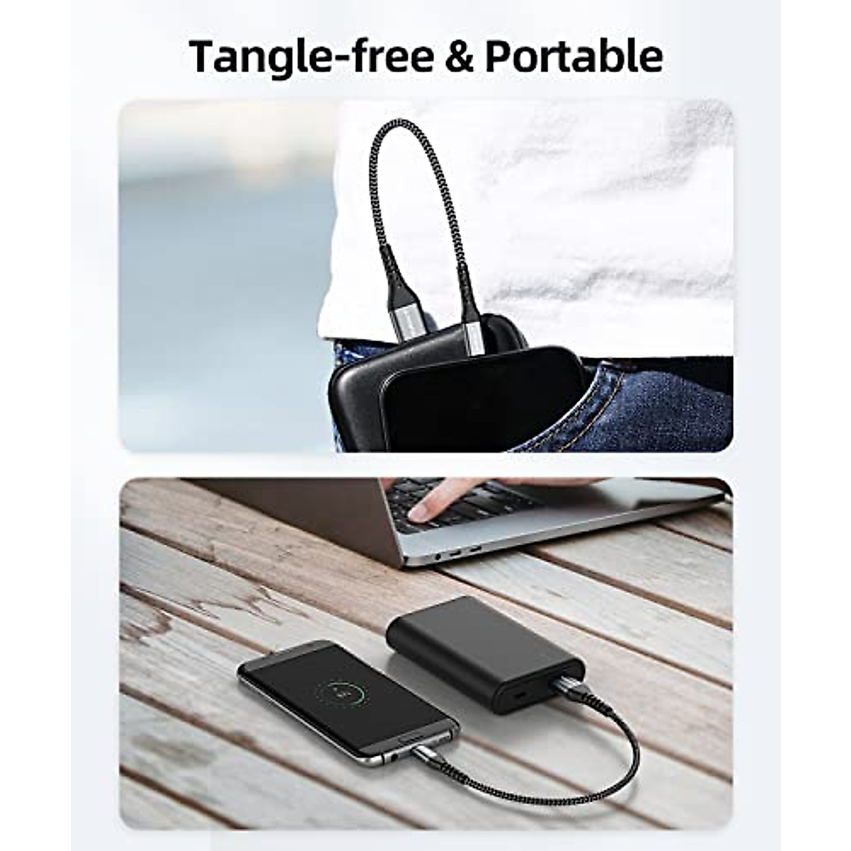 SUNGUY Micro USB Cable 1FT[3Pack] Short Braided USB 2.0 Micro Fast Charging and Data Sync Cord for Samsung Galaxy S7 Edge S6,Moto G5 G5S Plus,Sony Xperia Z3 Z5