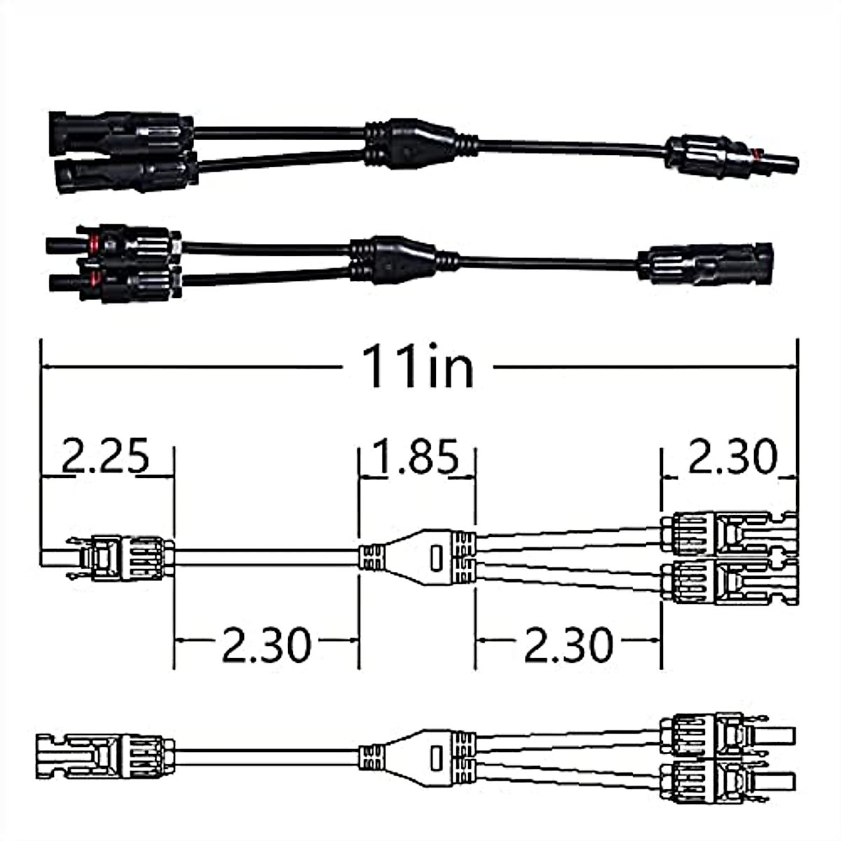 Kimystam Solar Connectors Splitter with Wire IP67 Waterproof Y Branch Parallel Adapter Cable Wire Plug Tool Kit for Solar Panel Parallel Connection 1 Pair MMF+FFM…