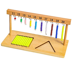 Kghios Montessori Math Toys Materials for Toddlers 1-20 Beaded Hanger Color Bead Stairs with Beads Montessori Mathematics Eductional Materials Learning Tools Preschool Toys