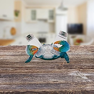 Blue Crab Salt and Pepper Set Holder, Nautical Décor, Shakers Included, 6.5 Inches