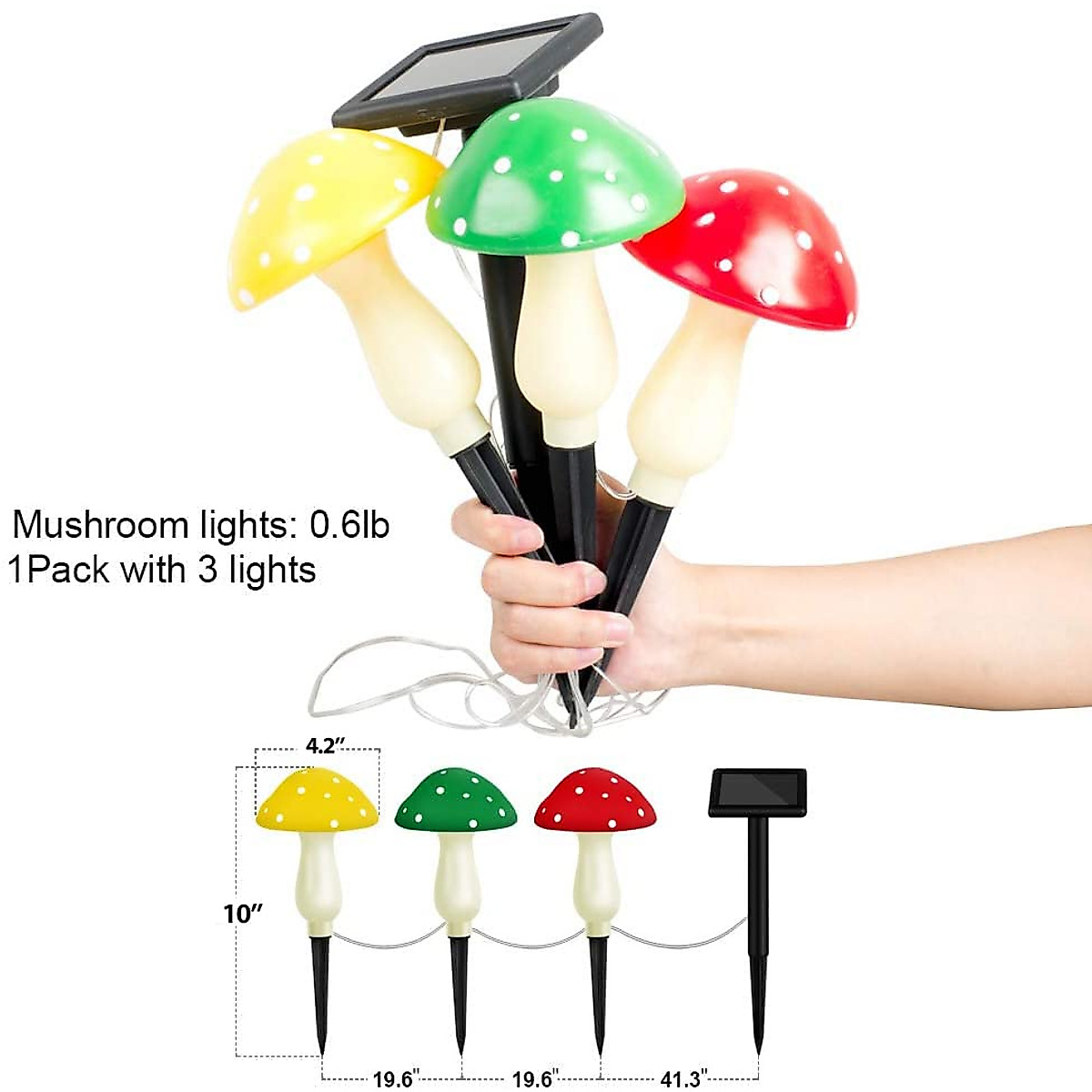 Timeflies Outdoor Solar Garden Lights, Yard Decorations Mushroom -1Pack 3 Mushroom