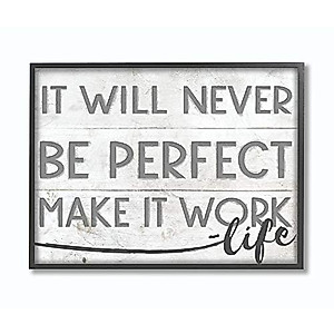 Stupell Industries Make It Work Inspirational Family Word, Design by Artist Daphne Polselli Wall Art, 11x14, Black Framed