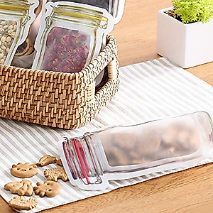 18pcs Mason Jar Zipper Bags,Food Storage Snack Sandwich Ziplock Bags,Reusable Airtight Seal Food Storage Bags,Leakproof Food Saver Bags for Travel Camping and Kids (Tallx1+Lx5+Mx6+Sx6)