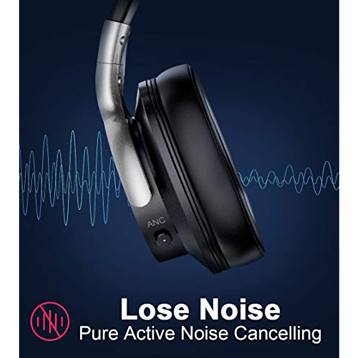 Active Noise Cancelling Bluetooth Headphones, Ausdom ANC8 Over Ear Wireless Headphones Wired Headsets with Microphone, 30H Playtime Comfortable for Travel Work TV PC Computer Cellphone Music – Black