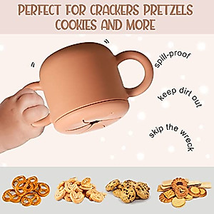 Didaey 2 Pcs Silicone Snack Cup and 2 Pcs Silicone Sippy Cups for Baby Kids Toddlers Spill Proof Food Container Toddler Training Cup with Handles Spout Lid Non Spillable Cereal Keeper