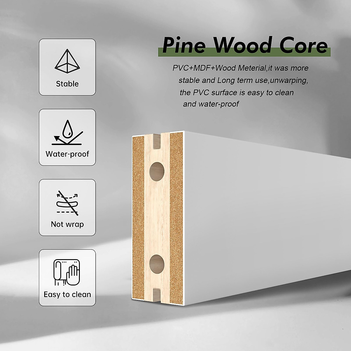 Fredbeck 36x84 inch White Barn Door with 6.6FT Sliding Door Hardware Kit Included & Handle,Solid,MDF,PVC Surface,DIY Assembly,5-Panel,Fit 33in-34in Opening