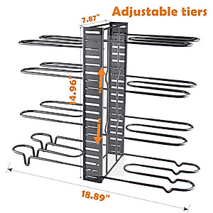 Pot and Pan Organizer for Cabinet – Generic Adjustable 8 Tiers Pots and Pans Organizer Under Cabinet - Expandable Pots Lid Holder Kitchen Cabinet Kitchenware Organizer and Storage