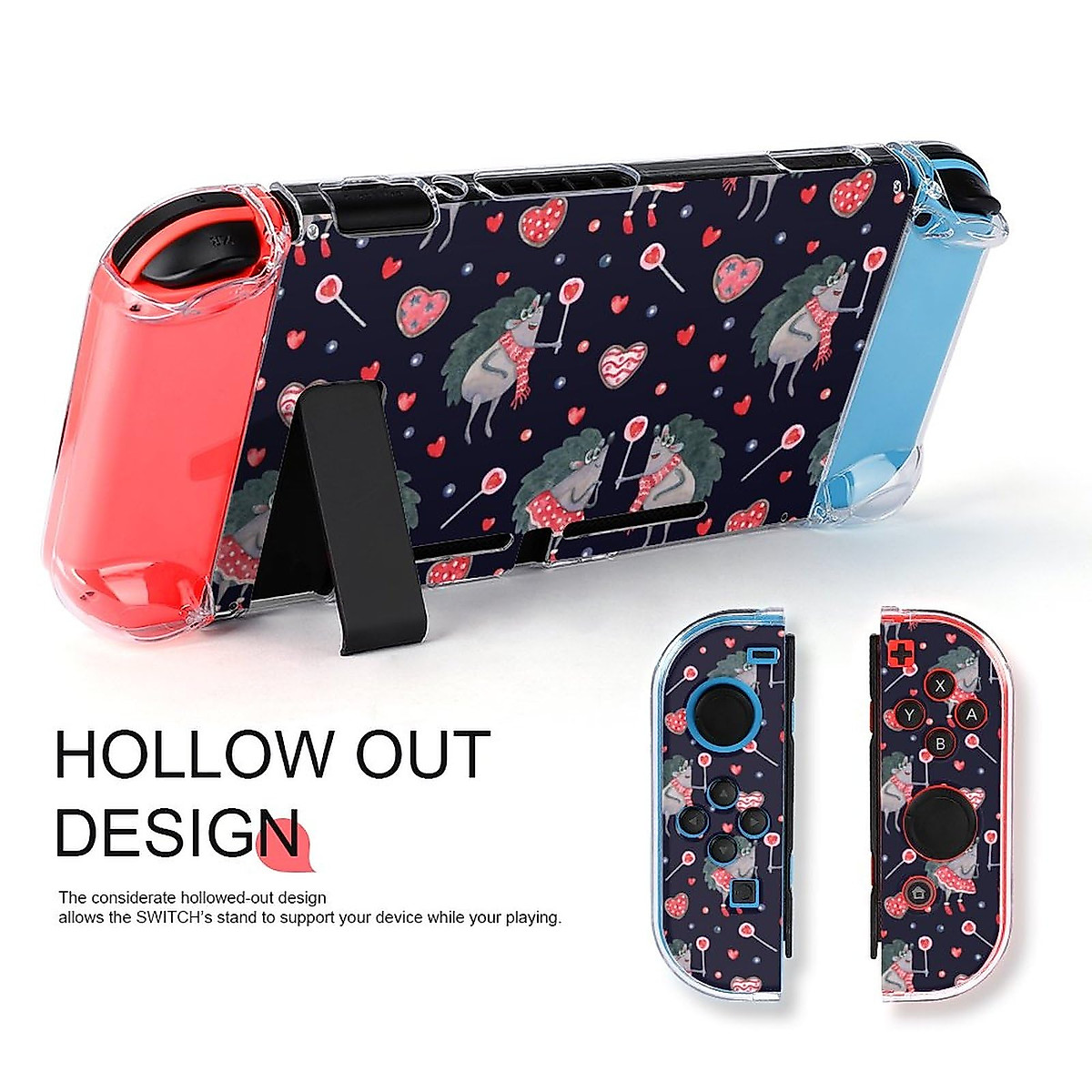 AoHanan Cheerful Hedgehogs Switch Screen Protector Cover Full Accessories Switch Game Case Protection Skin for Switch Console And Joy-Cons