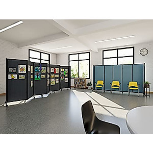 Versare Straightwall Sliding Portable Wall Partition | Freestanding Office Dividers | Locking Wheels | Temporary Room Separator | 7'2'' Wide x 7'6'' Tall Beige Fabric Panels