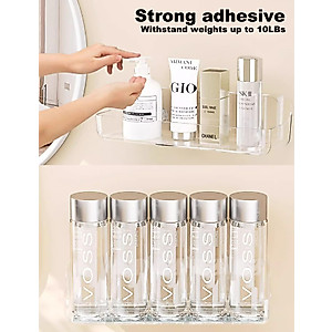 COLINCH Acrylic Adhesive Wall Mounted Shower Caddy, Large Capacity Bathroom Shelf with Drain Holes, No Need Drilling for Bathroom, Shower room, Kitchen, Laundry.