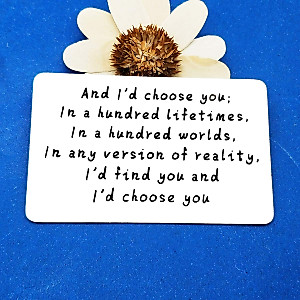 Engraved Wallet Insert Card Husband Gifts from Wife Boyfriend Gifts Anniversary Valentines Gifts for Men I'd choose you Metal Cards Birthday Card Gifts for Husband Wedding Day Gift for Groom Fiance