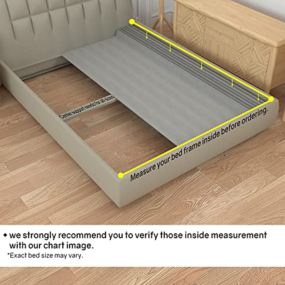 Treaton, 0.75-Inch Vertical Mattress Support Wooden Bunkie Board/Slats with Cover, Twin, Grey