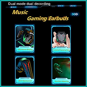 TWS Wireless Earbuds in-Ear Headphones Music Earphones Stereo Sound Bluetooth 5.3 Headset with Mic Game & Music Mode Waterproof IPX7 Fast Charging