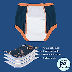 MooMoo Baby 8 Packs Potty Training Pants Cotton Absorbent Training Underwear for Toddler Baby Boy 4T