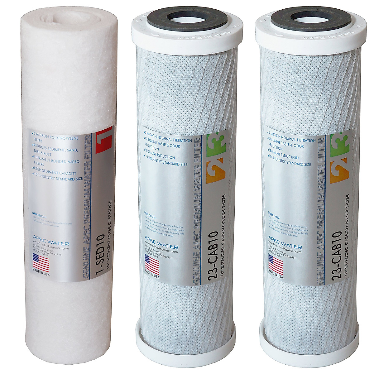 APEC Water ULTIMATE Series Replacement Filter Set for RO Systems + APEC Inline Carbon Filter