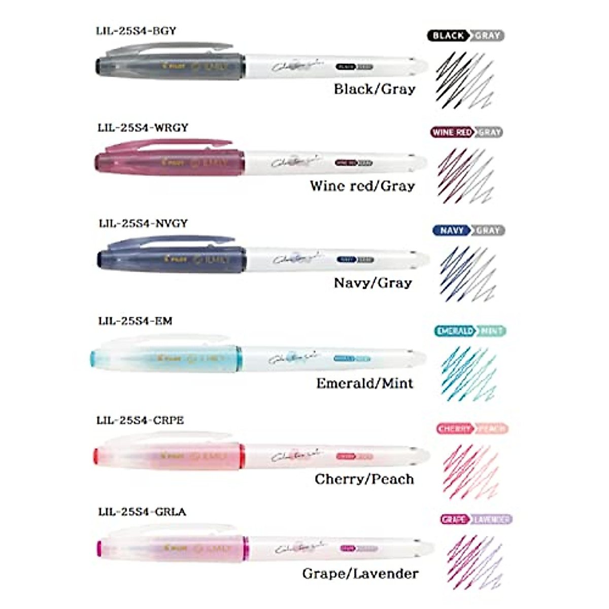ILMILY Pilot Japan Gel Ink Ballpoint Pen Color Two Color 6 Ballpoint Pens That Change Color When Rubbed 0.4mm LIL-25S4-6C With Original Stylus Ballpoint Touch Pen