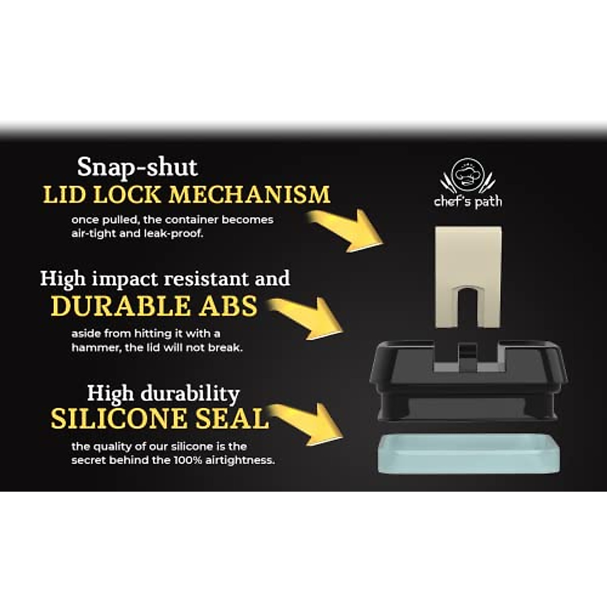 Chef's Path Airtight Food Containers with Easy Lock Lids - 7 PC BPA Free Plastic Containers for Kitchen Pantry Organization and Storage, Ideal for Cereal, Sugar & Dry Food - Accessories Included