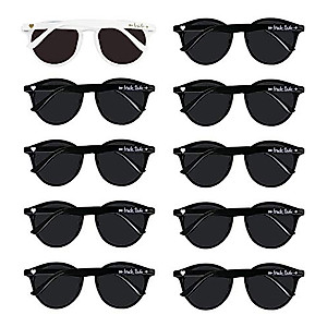LADY&HOME Bachelorette Party Cat Eye Sunglasses Bridesmaid Sunglasses Bridal Shower Supplies 10pcs Round Weddings Sunglasses (Black)