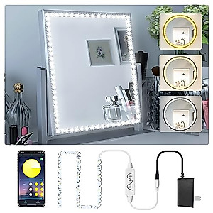 Daymeet Led Vanity Mirror Lights, 13ft Led Lights for Mirror, Dimmable Color & Multi-Color Brightness Lighting Fixture Strip Lights for Mirror, Bluetooth APP Control for Makeup Vanity Table Bathroom