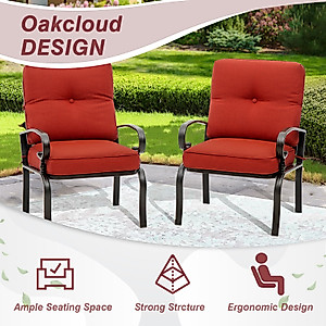 Oakmont 2 Piece Outdoor Furniture Patio Bistro Chairs Metal Dining Furniture Set, All-Weather Garden Seating Chair (Red)