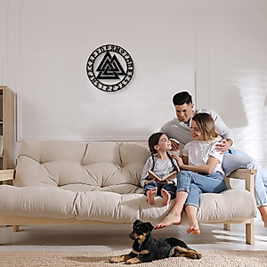 VALHALLA Vahala 3pc Viking Decor 15” Metal Wall Art | Viking Compass, Valknut, Tree of Life｜Nordic Mythology Vegvisir Runes and Symbols, Norse Metal Wall Décor, (15 in W x 15 in H / 38x38 cm)