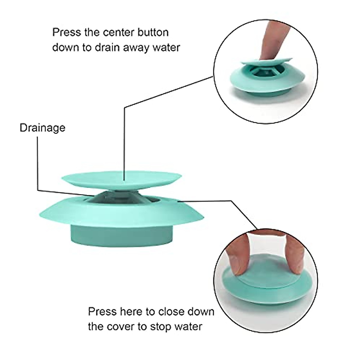 JdikGdik 5 Packs Sink Stopper Silicone Bathtub Stopper,Kitchen Sink Drain Strainer,Bathroom Drain Plug Drain Stopper,Shower Drain Sink Cover with Hair Strainer, Laundry Sink Drain Stopper (5 Colors)